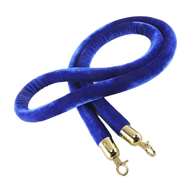 Blue Velvet Rope – 1.5 m with Gold End Caps | Premium Decorative Rope ...